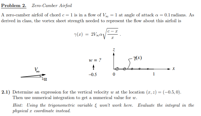 Solved Problem 2. Zero-Camber Airfoil A zero-camber airfoil | Chegg.com