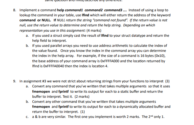 Solved 8. Implement a command help command1 command2 | Chegg.com