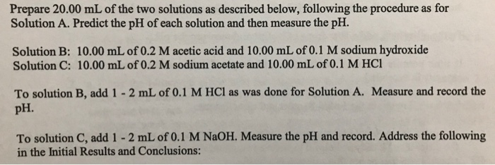 Solved Calculate theoretical pH for solution B and C, and | Chegg.com