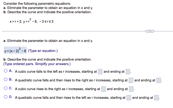 Solved Consider the following parametric equations. a. | Chegg.com