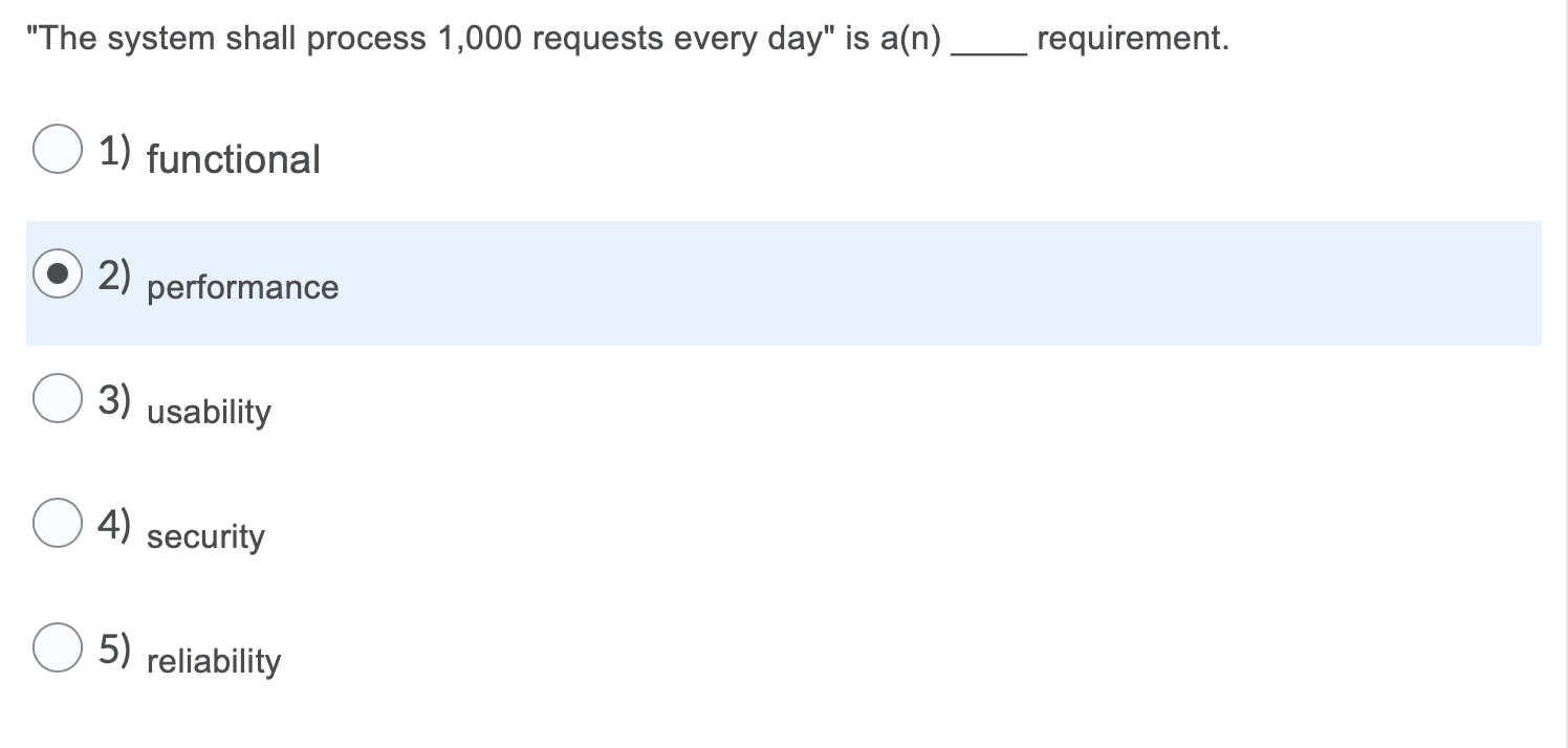 Solved "The system shall process 1,000 requests every day" | Chegg.com