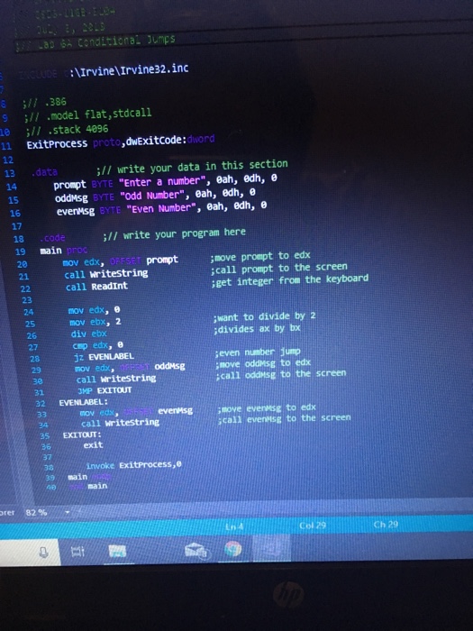 Solved ; // -82??cenditional Jumps :Irvine\Irvine32.inc 8 / | Chegg.com