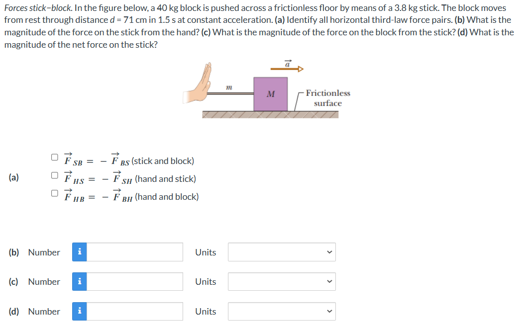 Solved Forces stick-block. In the figure below, a 40 kg | Chegg.com
