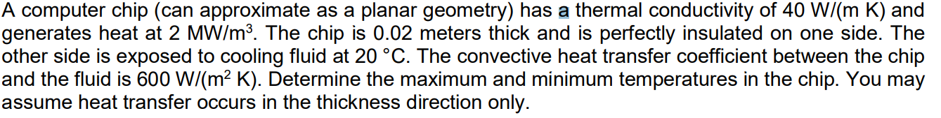 Solved A computer chip (can approximate as a planar | Chegg.com