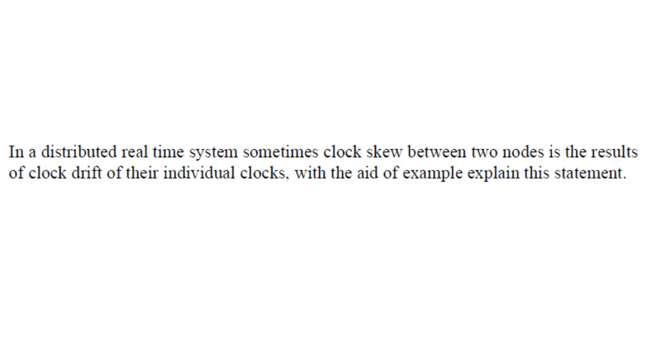 Solved In a distributed real time system sometimes clock | Chegg.com