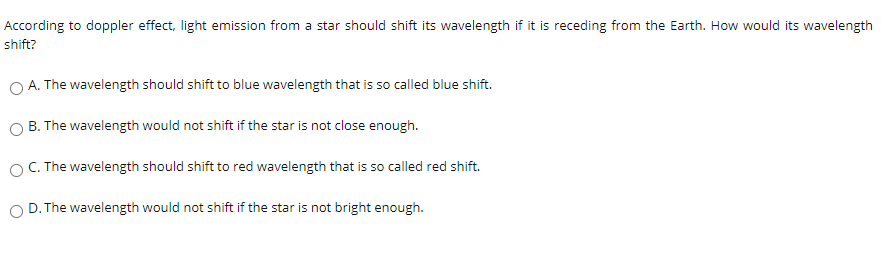 Solved According to doppler effect, light emission from a | Chegg.com