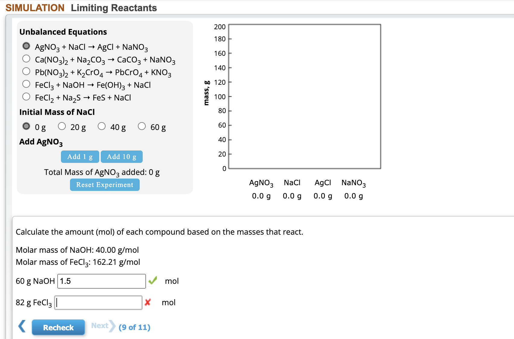 SIMULATION Limiting Reactants Unbalanced Equations | Chegg.com