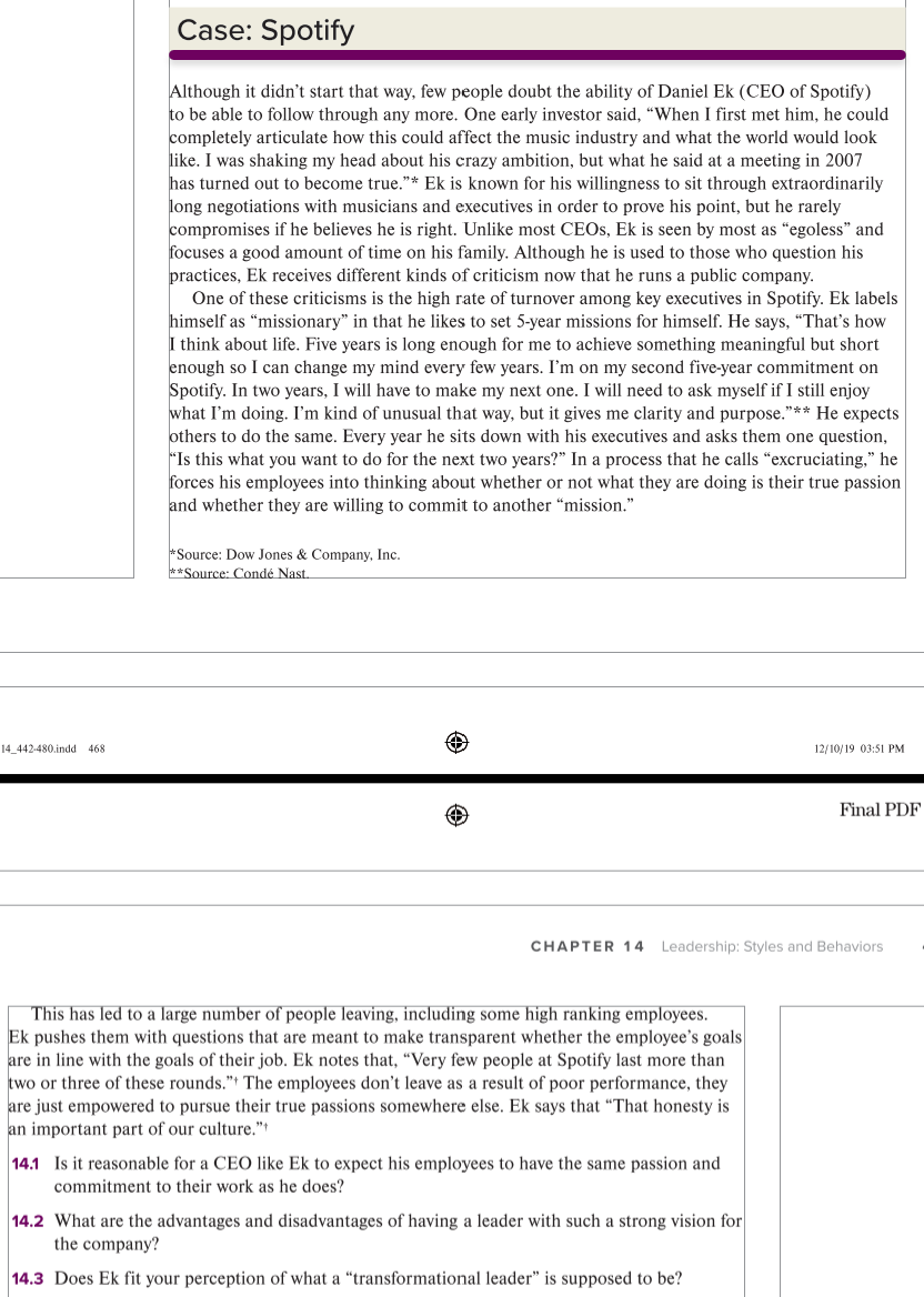 Solved Case: Spotify Although it didn't start that way, few | Chegg.com