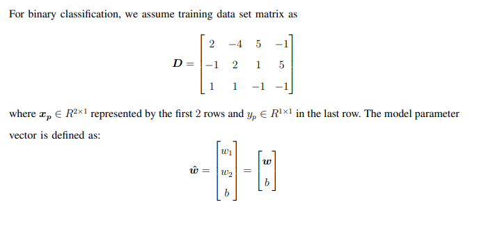 Solved For binary classification, we assume training data | Chegg.com