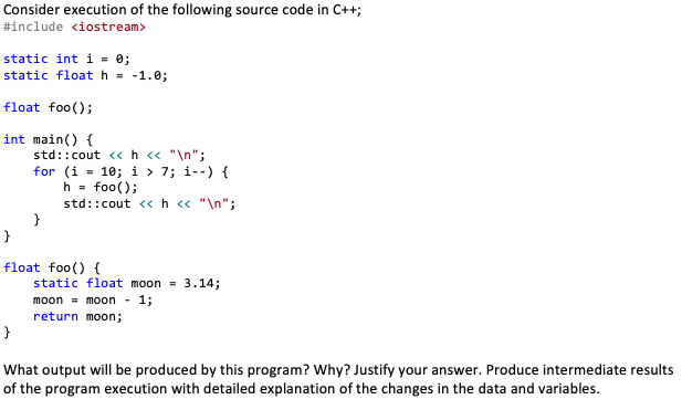 Solved Consider execution of the following source code in | Chegg.com