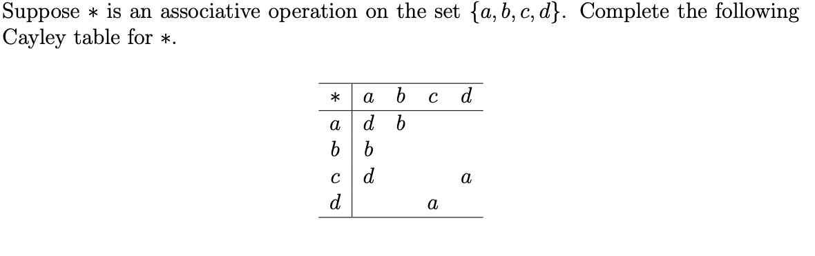 Solved Suppose ∗ is an associative operation on the set | Chegg.com