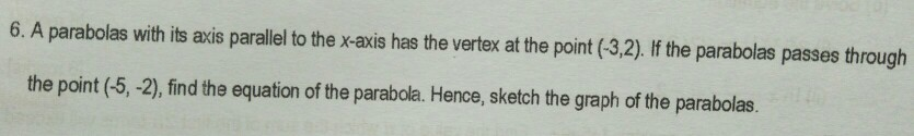 Solved 6. A parabolas with its axis parallel to the x-axis | Chegg.com