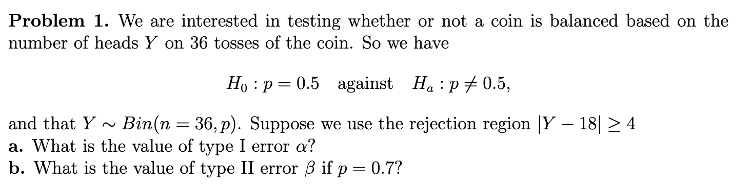 Solved Problem 1. We are interested in testing whether or | Chegg.com