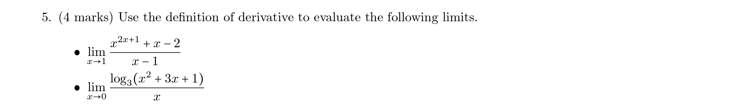 Solved 5. (4 marks) Use the definition of derivative to | Chegg.com