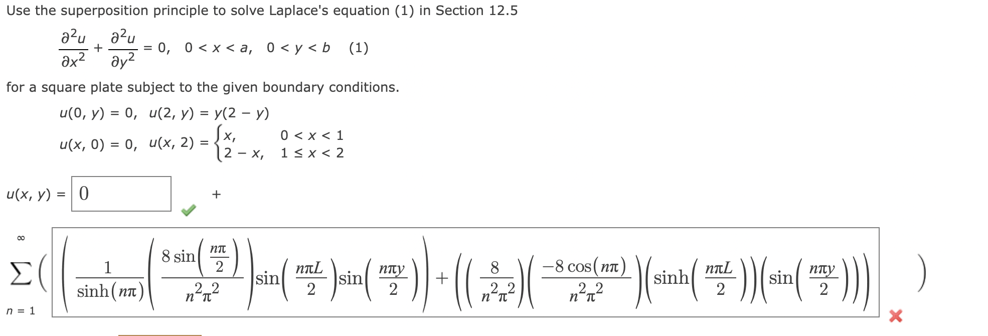 [Solved]: Use the superposition principle to solve Laplace