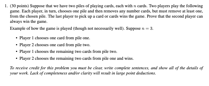 Solved 1. (30 points) Suppose that we have two piles of | Chegg.com