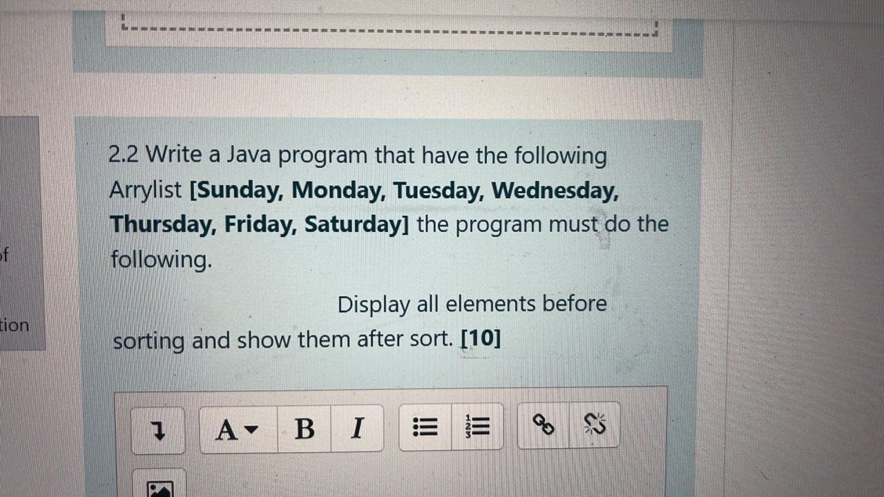Solved 2.2 Write a Java program that have the following | Chegg.com