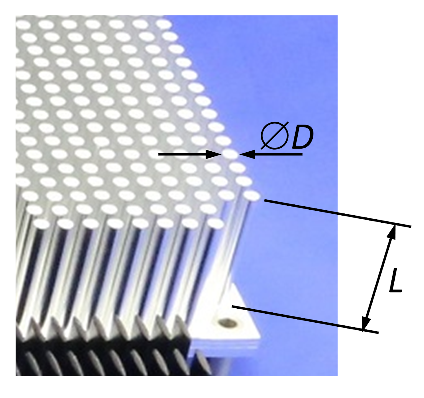 Solved The picture shows an array of pin fins of circular | Chegg.com