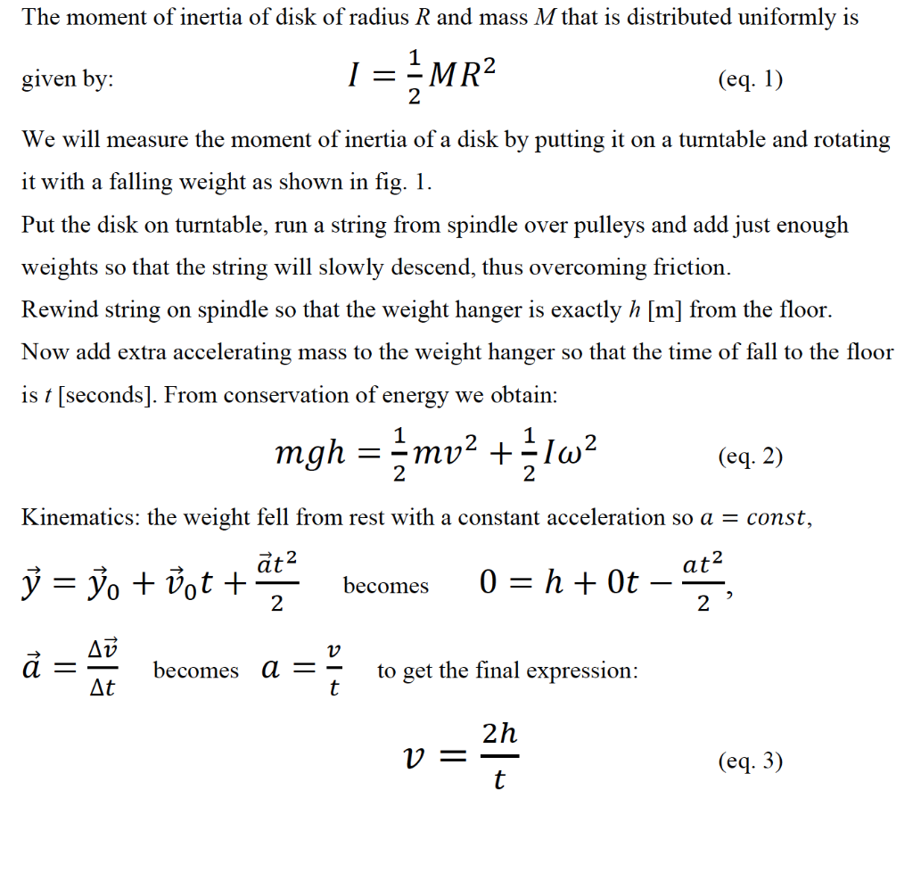 Solved The moment of inertia of disk of radius R and mass M | Chegg.com