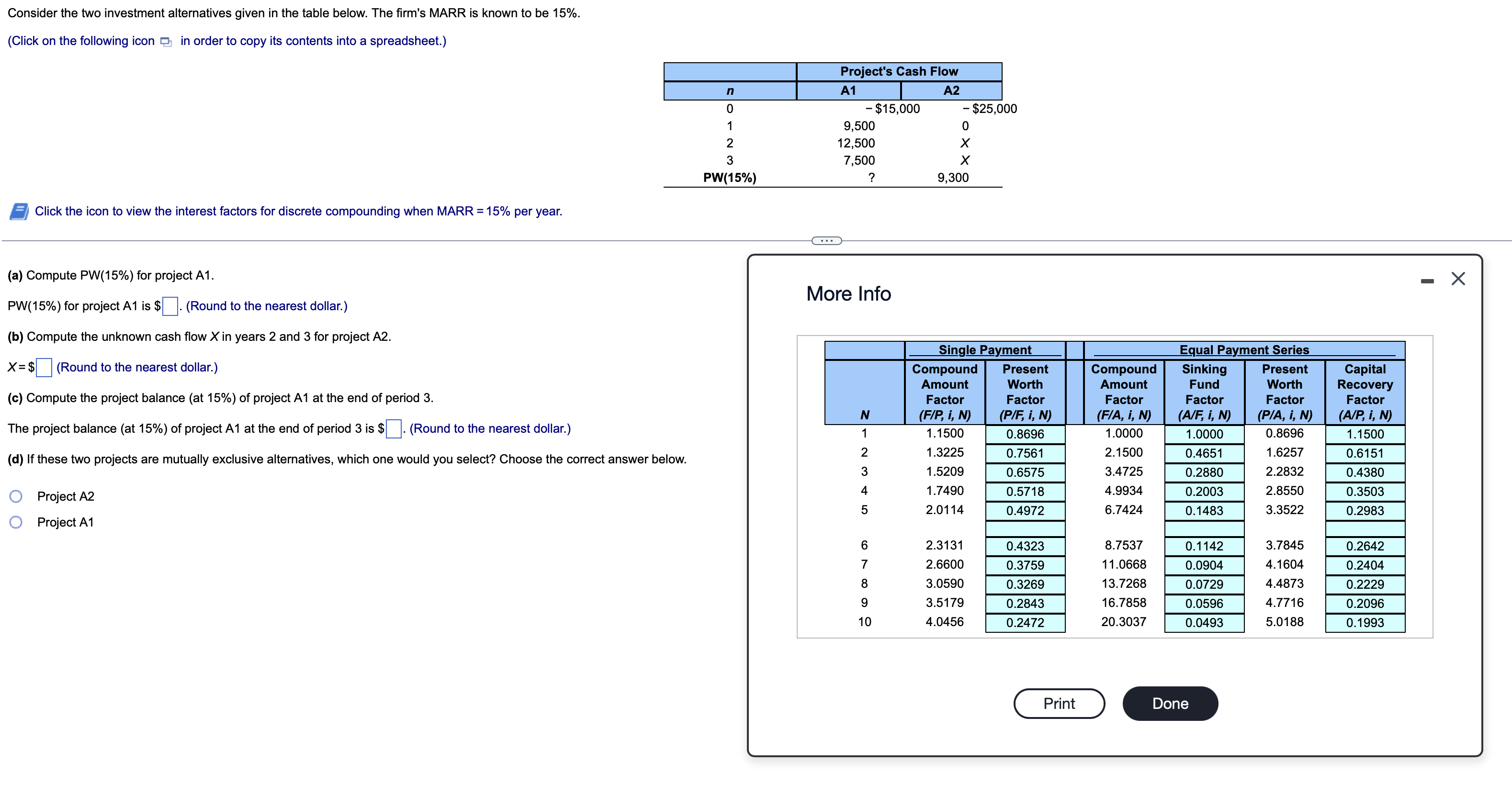Solved Consider the two investment alternatives given in the | Chegg.com