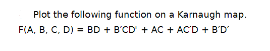 Solved Plot the following function on a Karnaugh map. F(A, | Chegg.com