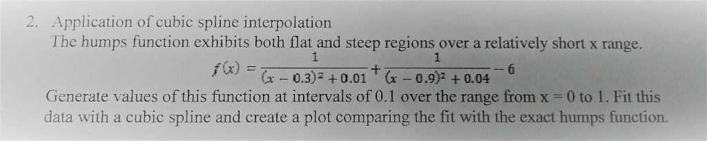 2. Application of cubic spline interpolation The | Chegg.com