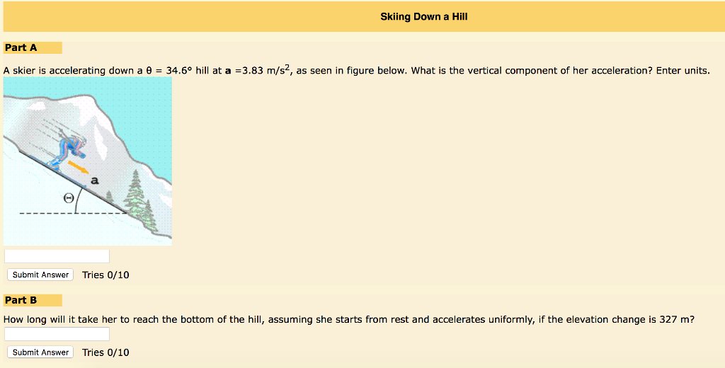 Solved Skiing Down a Hill Part A A skier is accelerating | Chegg.com