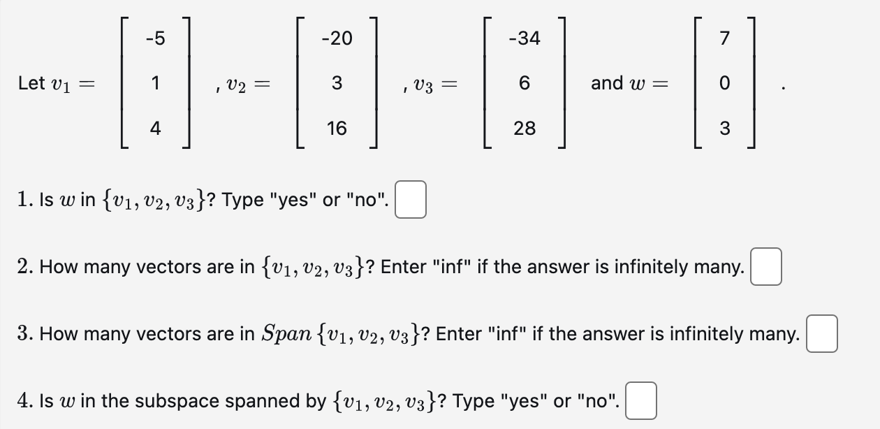 Solved Which of the following sets of vectors are linearly | Chegg.com