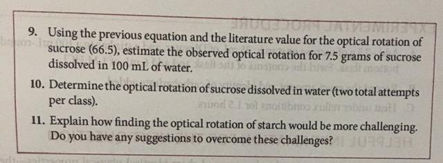 Solved 9. Using the previous equation and the literature | Chegg.com