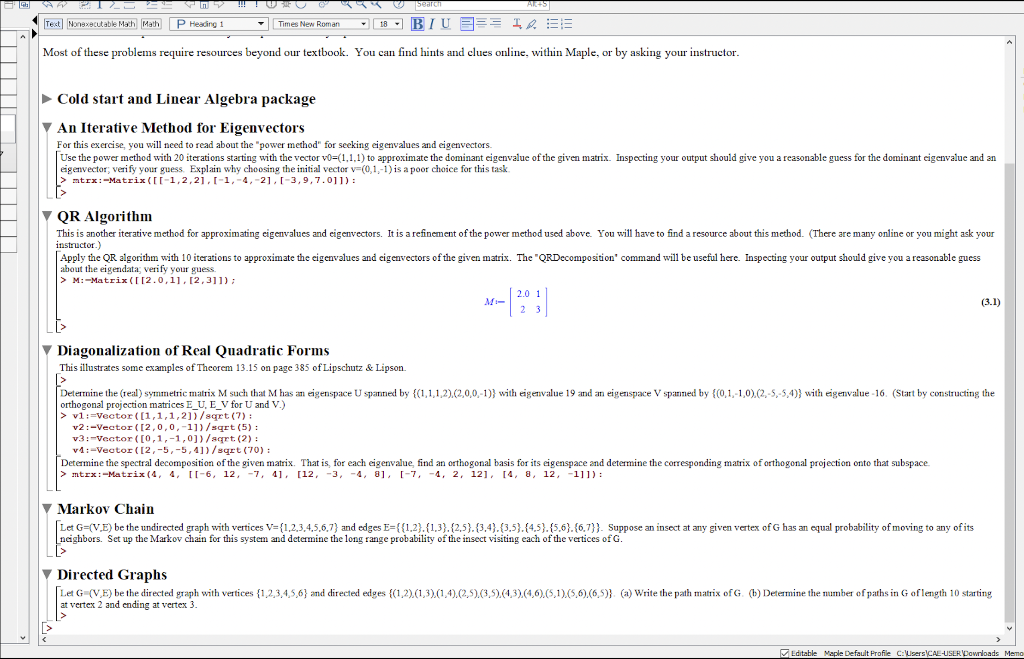 IN MAPLE PROGRAMMING LANGAUGE Pick any 2 out of the | Chegg.com