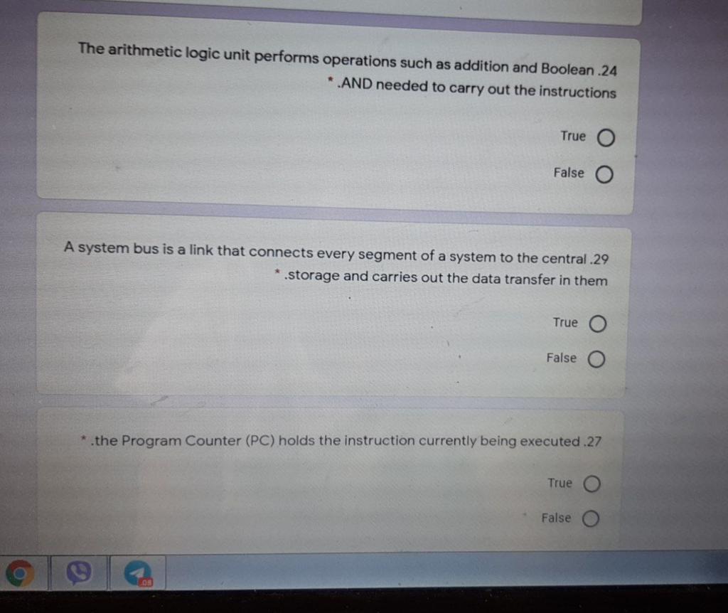 Solved The arithmetic logic unit performs operations such as | Chegg.com