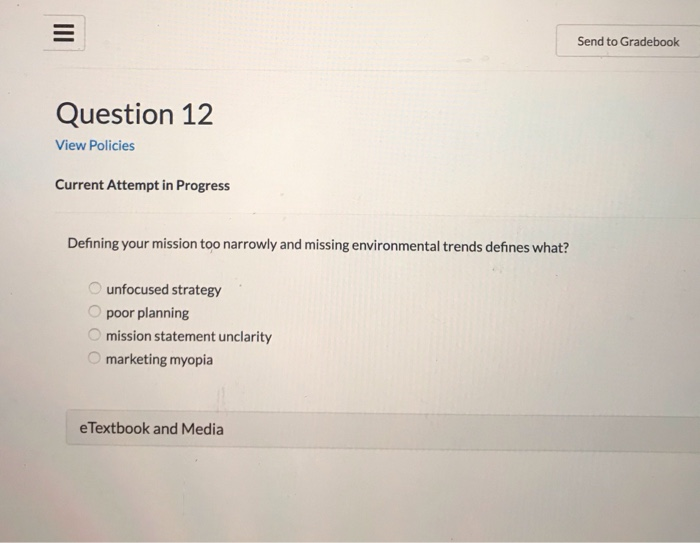 Solved Question 1 View Policies Current Attempt in Progress | Chegg.com