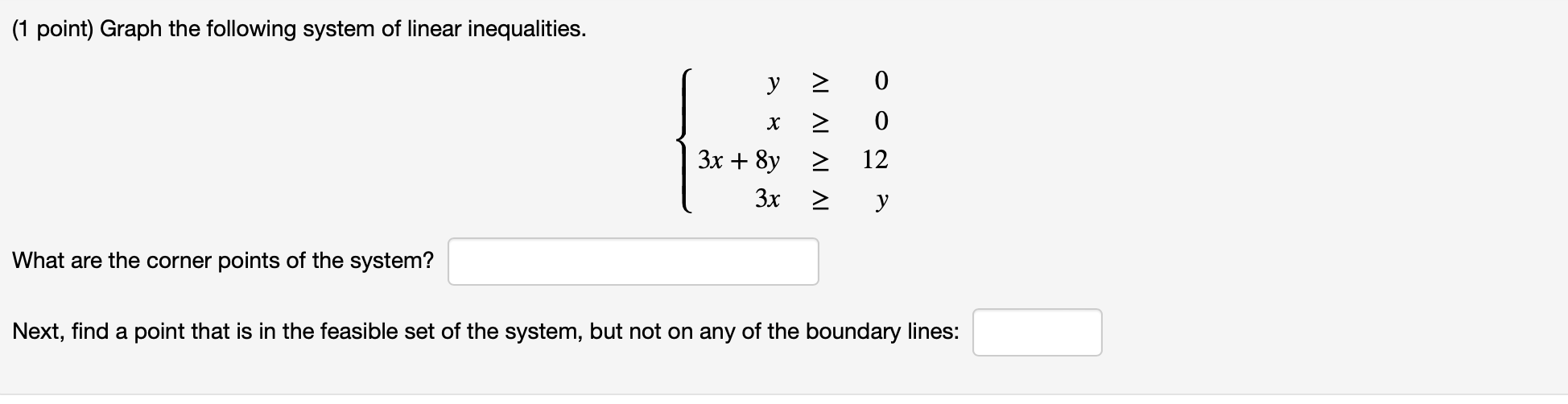 Solved (1 point) Graph the following system of linear | Chegg.com