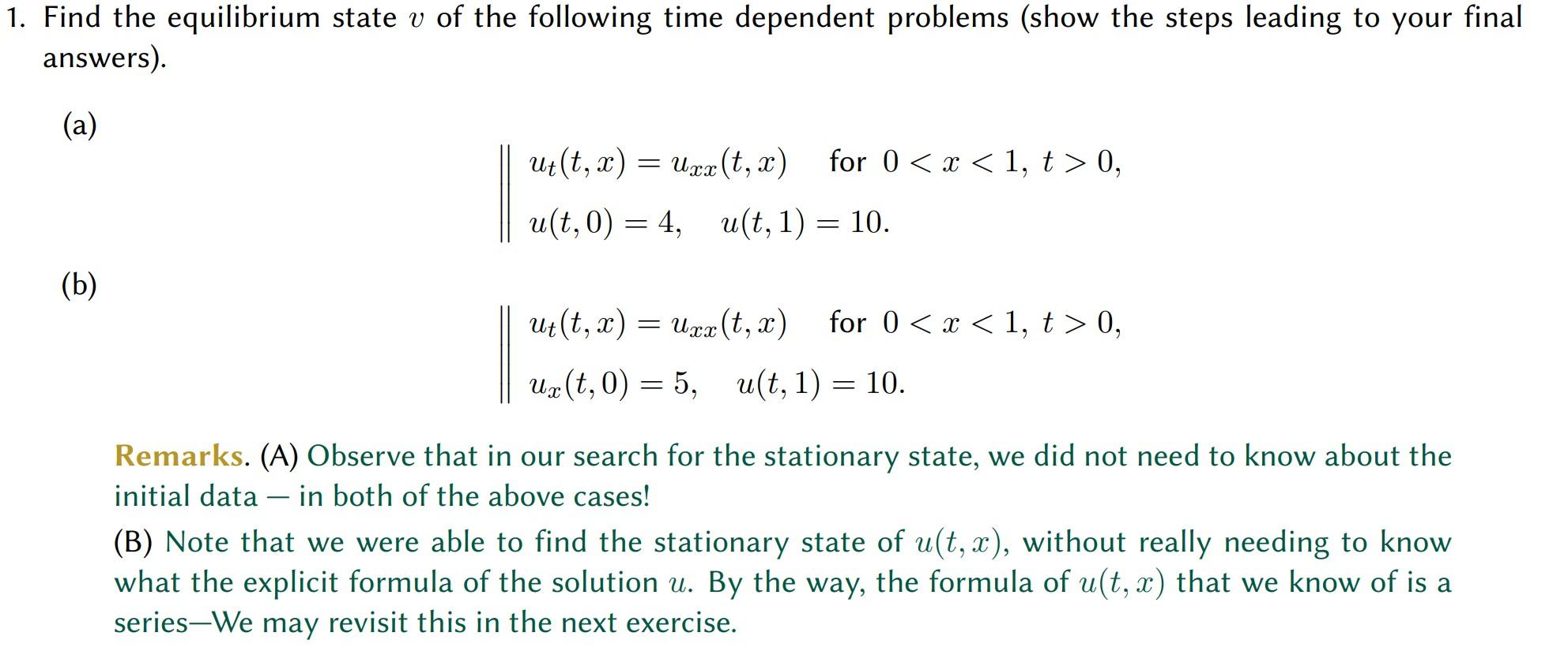 Find the equilibrium state v of the following time | Chegg.com