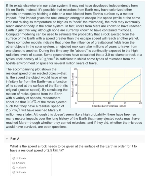 Solved If life exists elsewhere in our solar system, it may | Chegg.com
