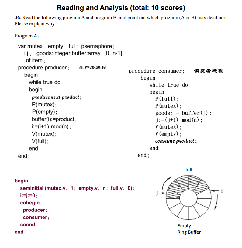 Solved Reading and Analysis (total: 10 scores) 36. Read the | Chegg.com