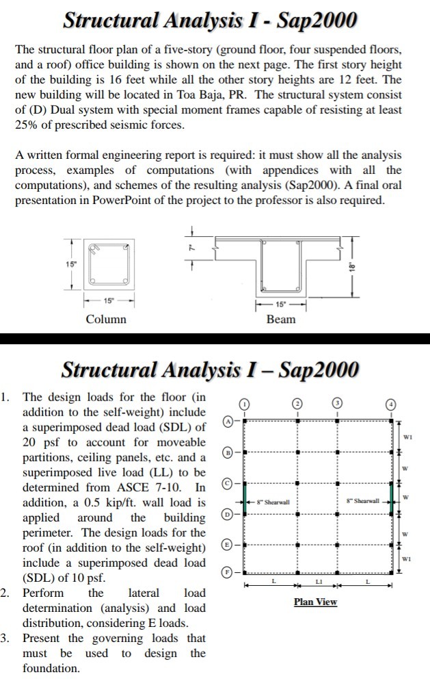 Structural Analysis I - Sap2000 The structural floor | Chegg.com