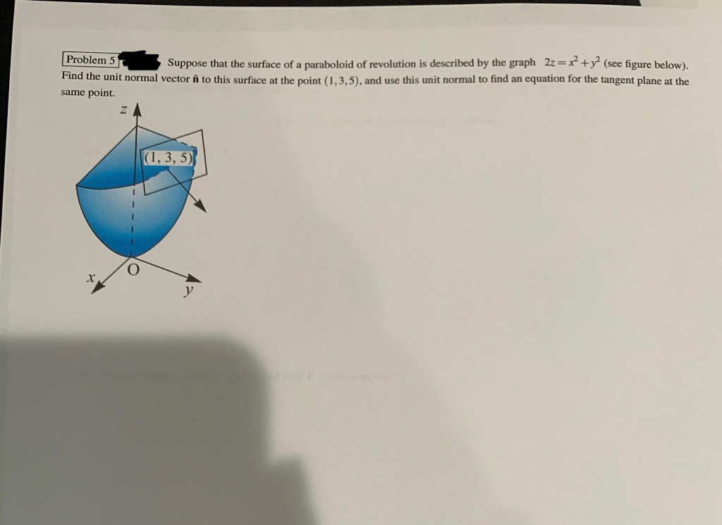 Solved Problem 5 Suppose that the surface of a paraboloid of | Chegg.com