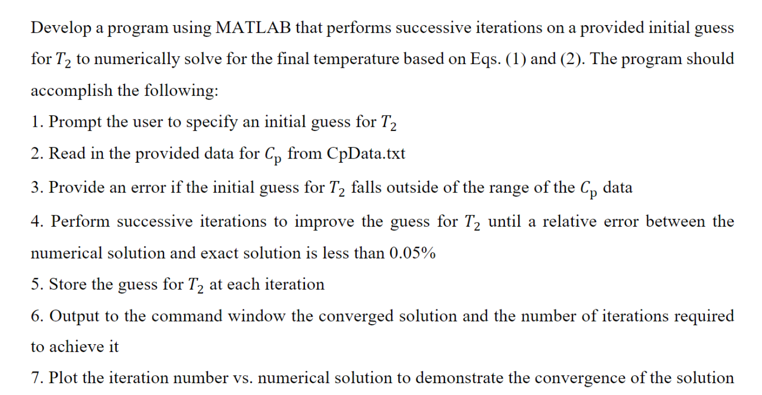 Develop a program using MATLAB that performs | Chegg.com