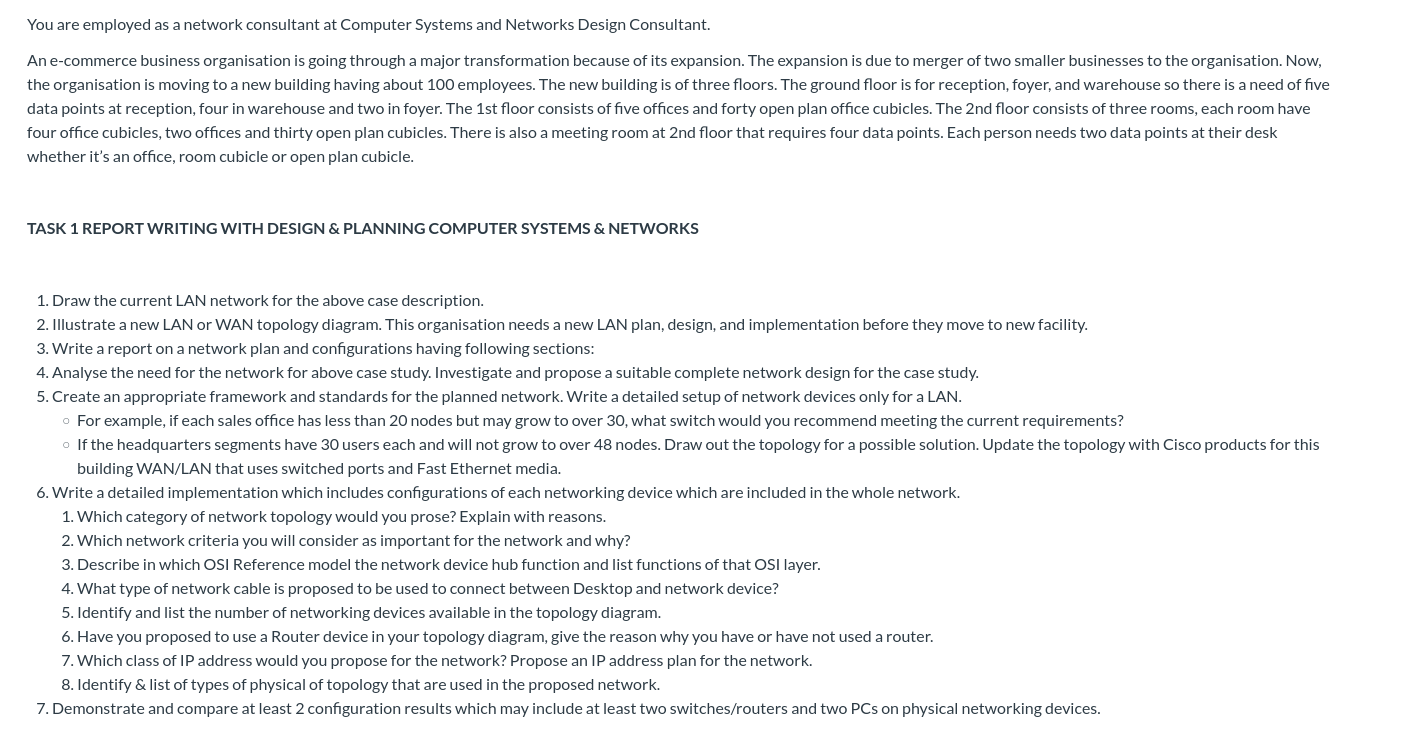 Please draw topology in packet tracer. | Chegg.com
