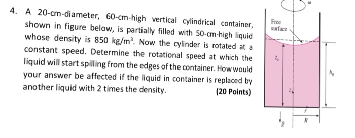 Solved 4. A 20-cm-diameter, 60-cm-high vertical cylindrical | Chegg.com