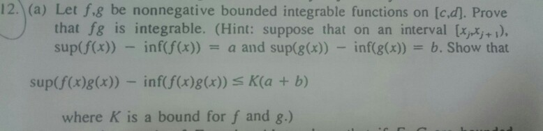 Solved 12.\ (a) Let f.g be nonnegative bounded integrable | Chegg.com