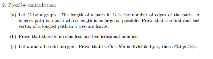 Solved 2. Proof by contradiction: (a) Let G be a graph. The | Chegg.com