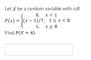 Solved Let x be a random variable with cdf 0x