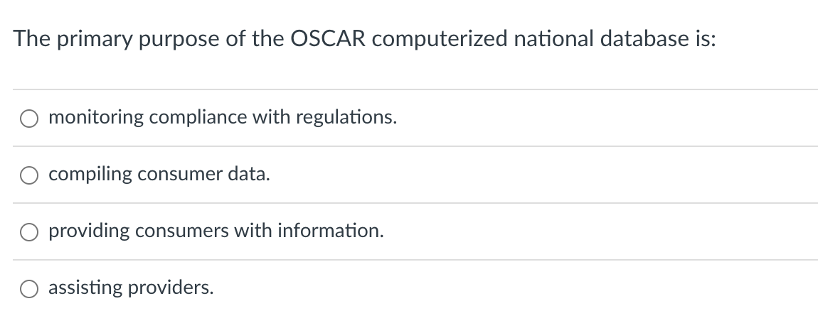 Solved The primary purpose of the OSCAR computerized | Chegg.com