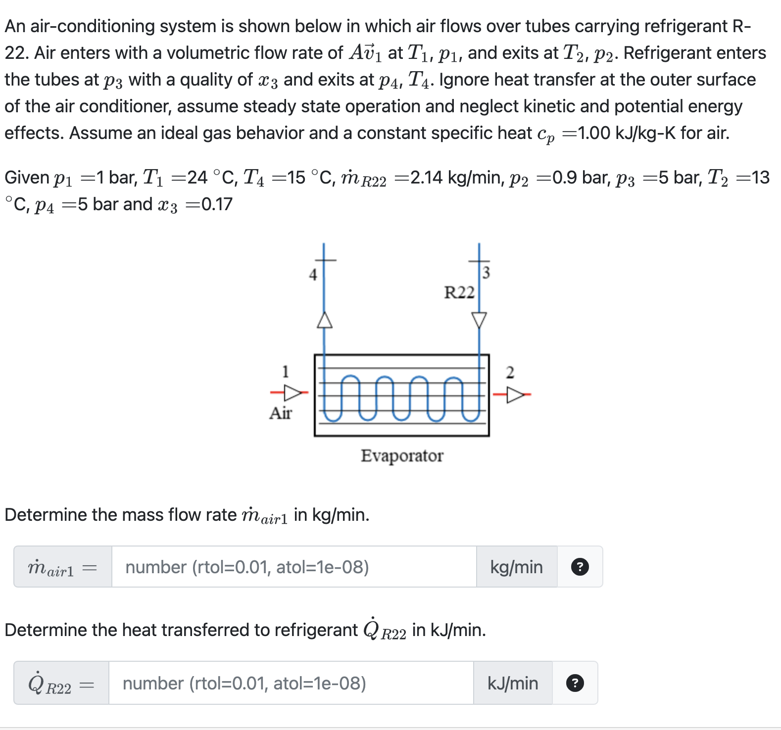 Solved An air-conditioning system is shown below in which | Chegg.com