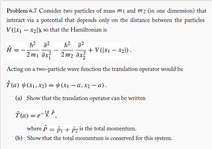 Solved Problem 6.7 Consider two particles of mass m1 and m2 | Chegg.com
