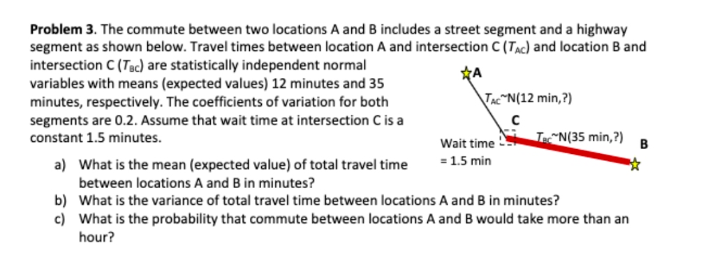 Solved Problem 3. The commute between two locations A and B | Chegg.com