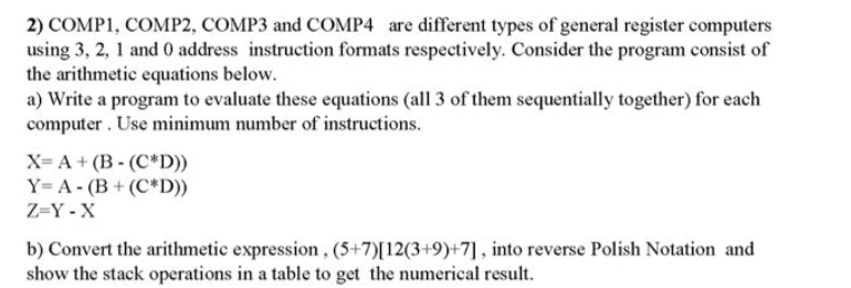 Solved 2) COMPI, COMP2, COMP3 and COMP4 are different types | Chegg.com