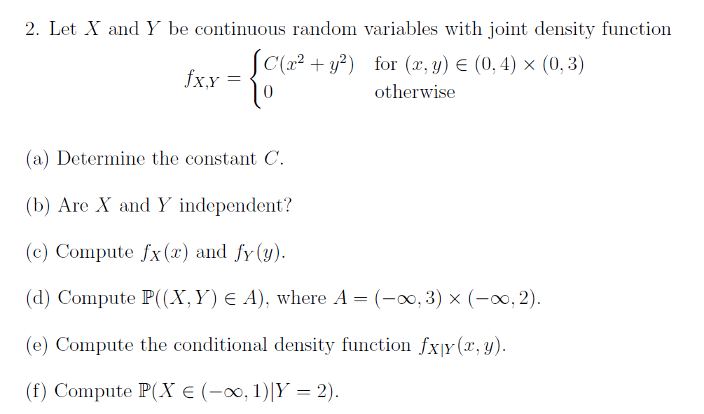 Solved Let X and Y be continuous random variables with joint | Chegg.com